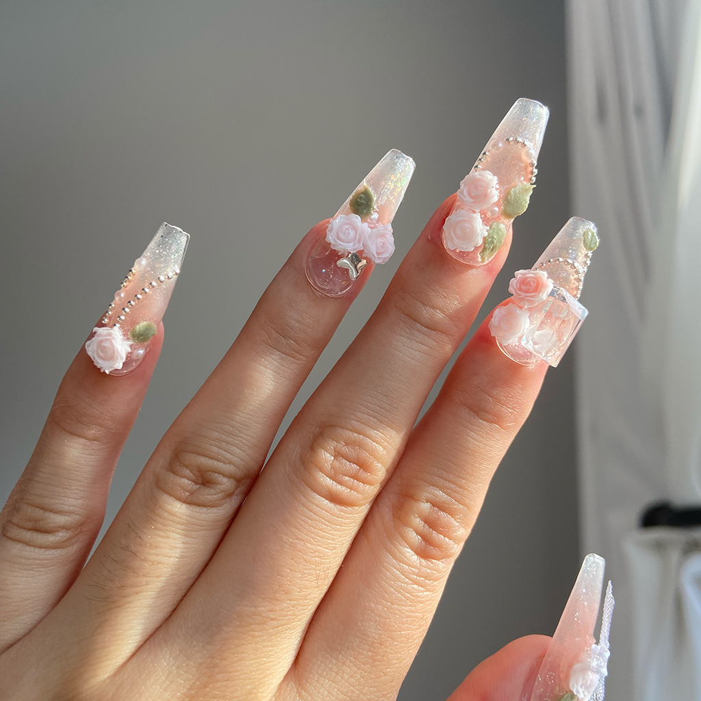 Rosy Dream Handmade Nails – Ayesha's Nail Rings
